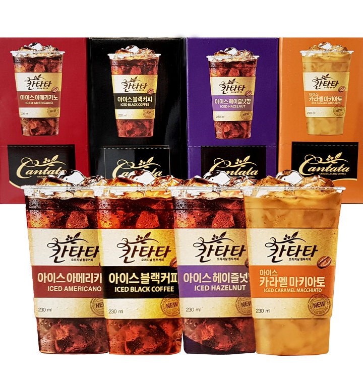 칸타타 아이스 파우치10팩 230ml 택 아메리카노 카라멜마끼아또 블랙 헤이즐넛 티몬
