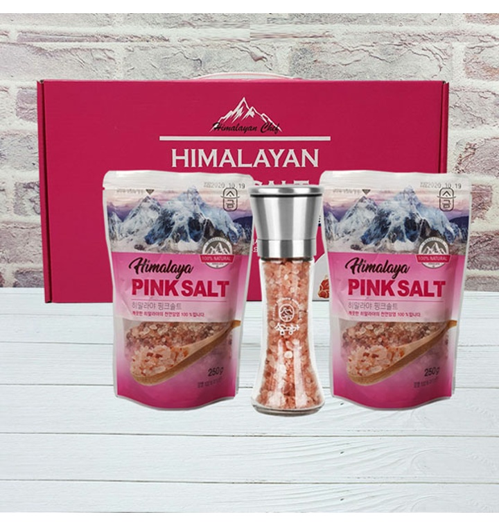 히말라야 핑크솔트 3종세트 소금 250g×2개 그라인더 답례품 돌잔치 명절선물세트 히말라야 핑크소금 티몬