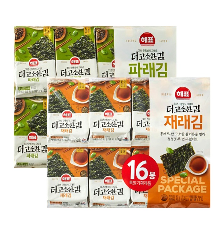 해표 더 고소한 파래김 1개 재래김 1개 조미김 도시락김 식탁김 티몬