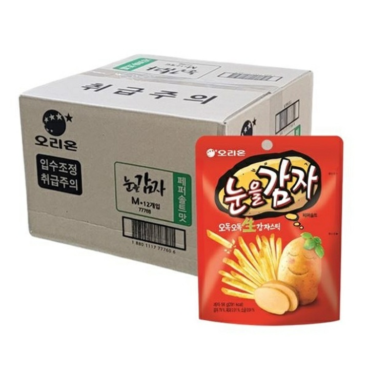 오리온 눈을감자 페퍼솔트맛 56g 12개 생감자스낵 감자칩 한박스 티몬