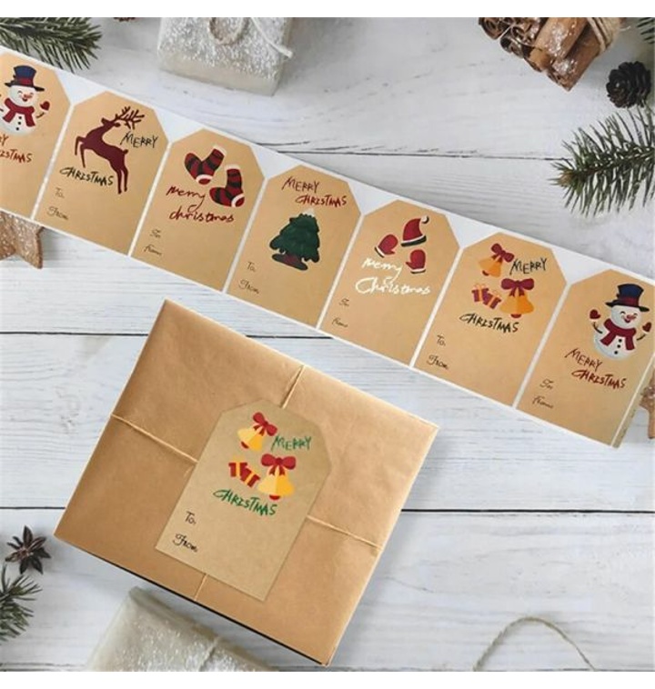 크리스마스스티커 포장스티커 창문 윈도우 장식 50 100pcs 크래프트 종이 크리스마스 선물 이름표 직사각형 티몬