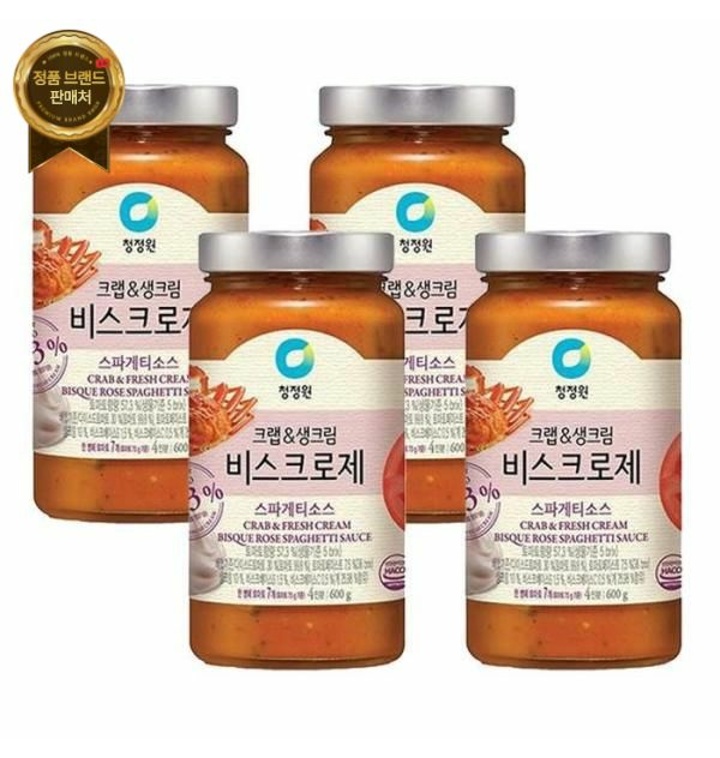 청정원 크랩생크림 비스크로제 스파게티소스 600g 4개 티몬