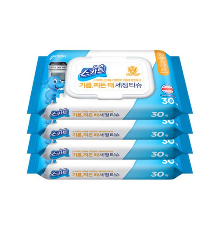 스카트 기름 찌든 때 세정티슈 30매x4입 티몬