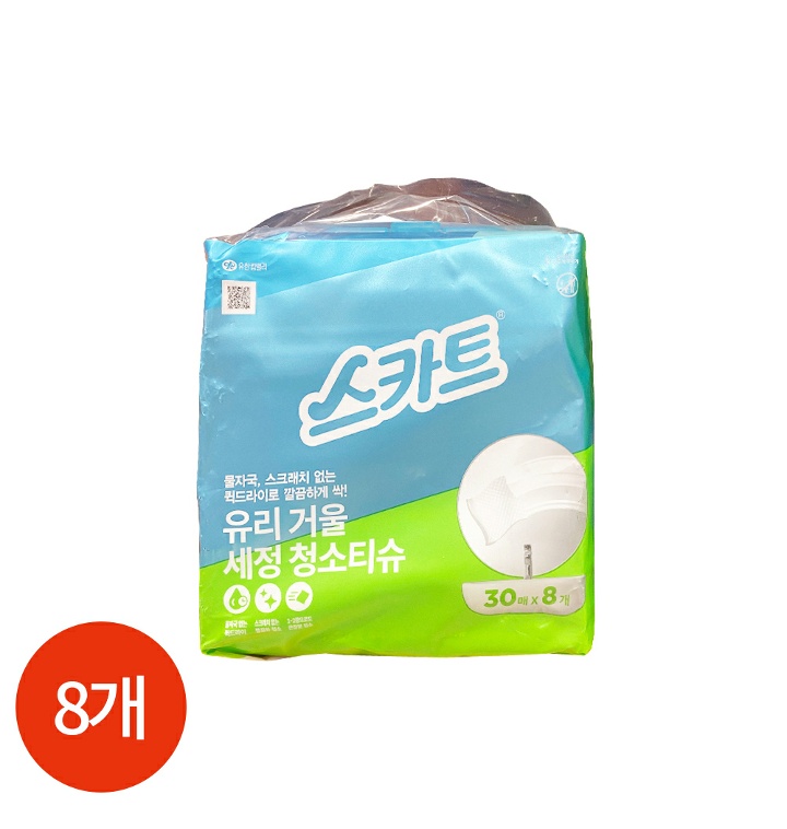 스카트 유리거울 세정 티슈 30매 X 8개 티몬